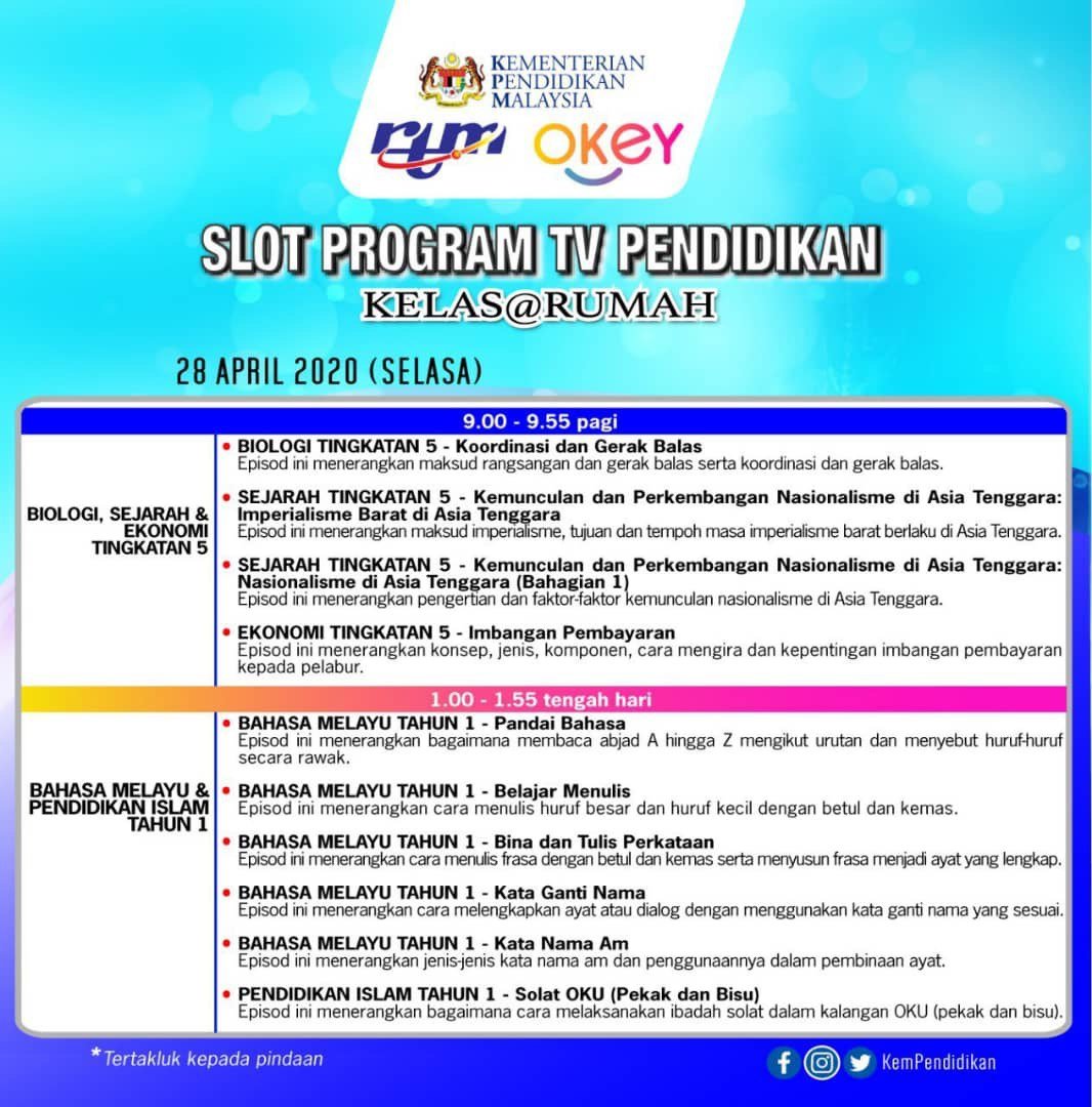 Rancangan TV Pendidikan 28hb April 2020 | Sektor Sumber & Teknologi ...